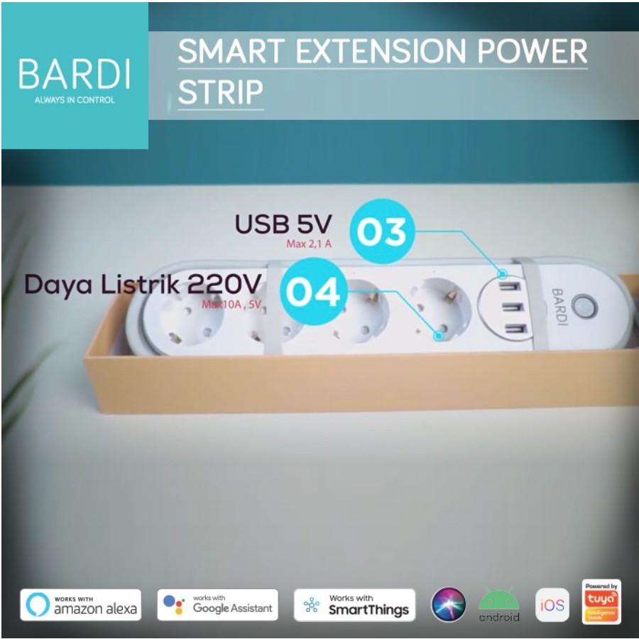 Jual BARDI Smart Extension Power Strip Stop Kontak Colokan Terminal Listrik Estetik USB Socket ...