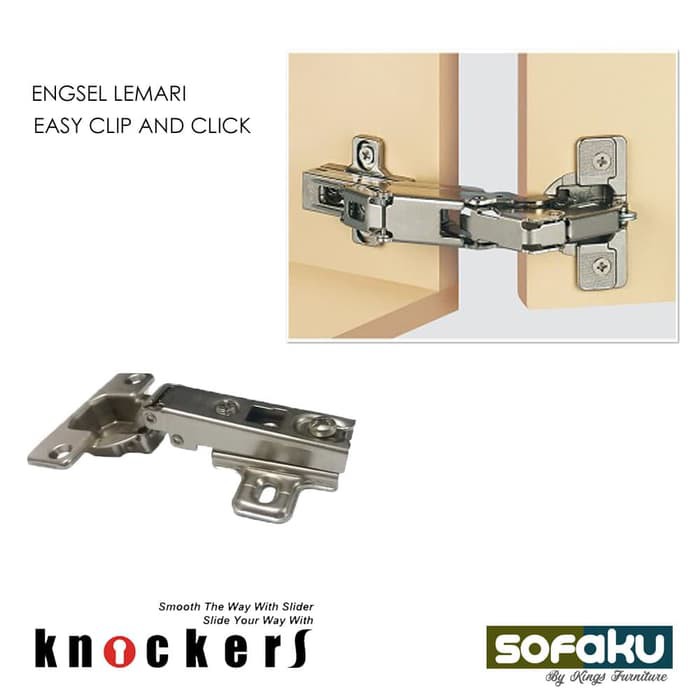 Jual KNOCKERS Engsel Sendok Lurus Concealed Hinge Type : EM | Shopee ...
