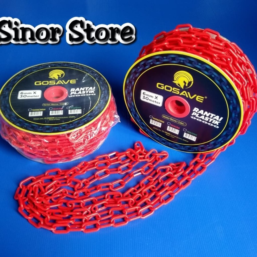 Jual ECERAN Per 1 Meter Rantai MERAH Plastik Safety Traffic Cone 6MM ...