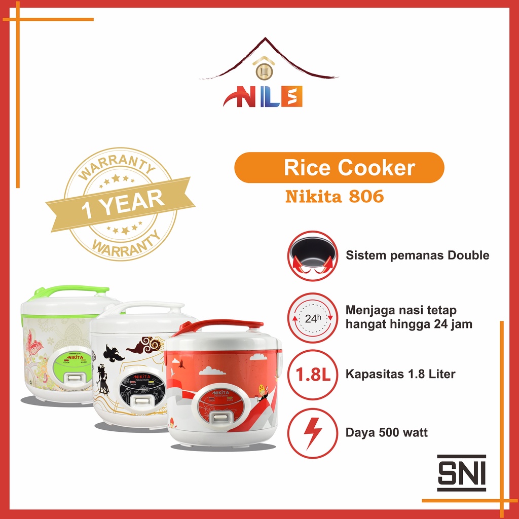 Jual NIKITA Rice cooker 806 2 Elemen 3 in 1 / Super com 1.8 L | Shopee ...