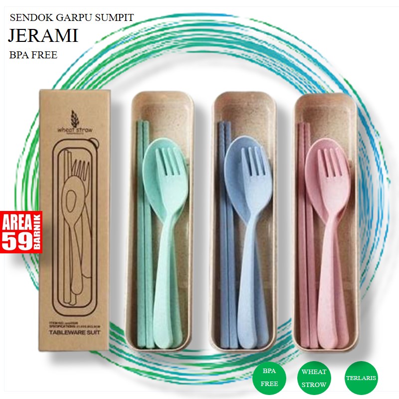 Jual Sendok Garpu Sumpit Jerami Set With Box Bpa Free Ramah Lingkungan ...