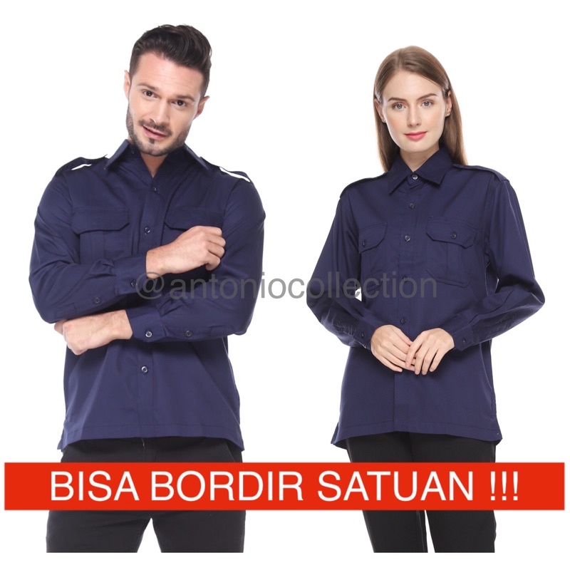 Jual Baju PDL Biru Dongker Navy Lengan Panjang / Kemeja PDH / Baju PNS ...
