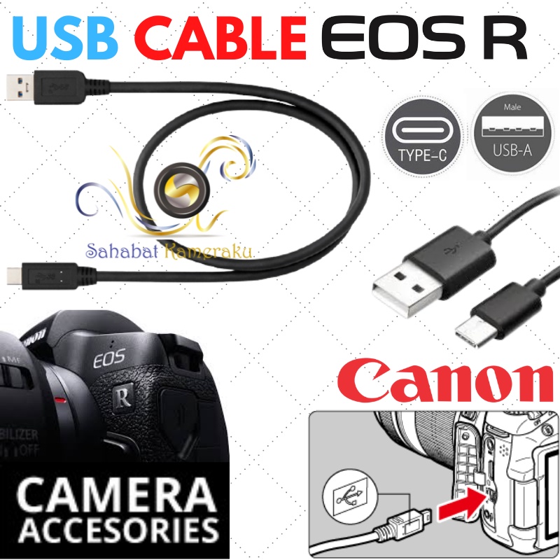 Jual Kabel Data USb Type C Canon Eos R R5 R6 Ra RP, 1D X Mark III ...