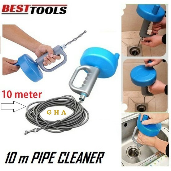 Jual Pipe Cleaner 10 Meter | Alat Pembersih Saluran Pipa Air Toilet WC Mampet Tersumbat | Pipe ...