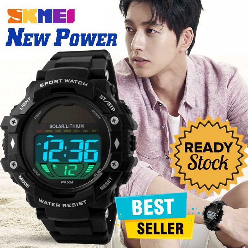 Jual Jam Tangan Pria Sport Solar Power Digital Watch Water Resistant ...