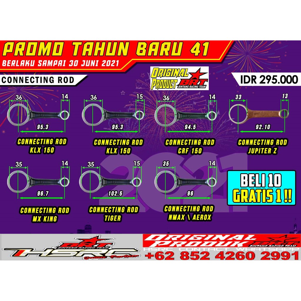 Jual Connecting Rod BRT MX KING VIXION NVL NVA Xabre R15 V3 WR 155 MT15 ...