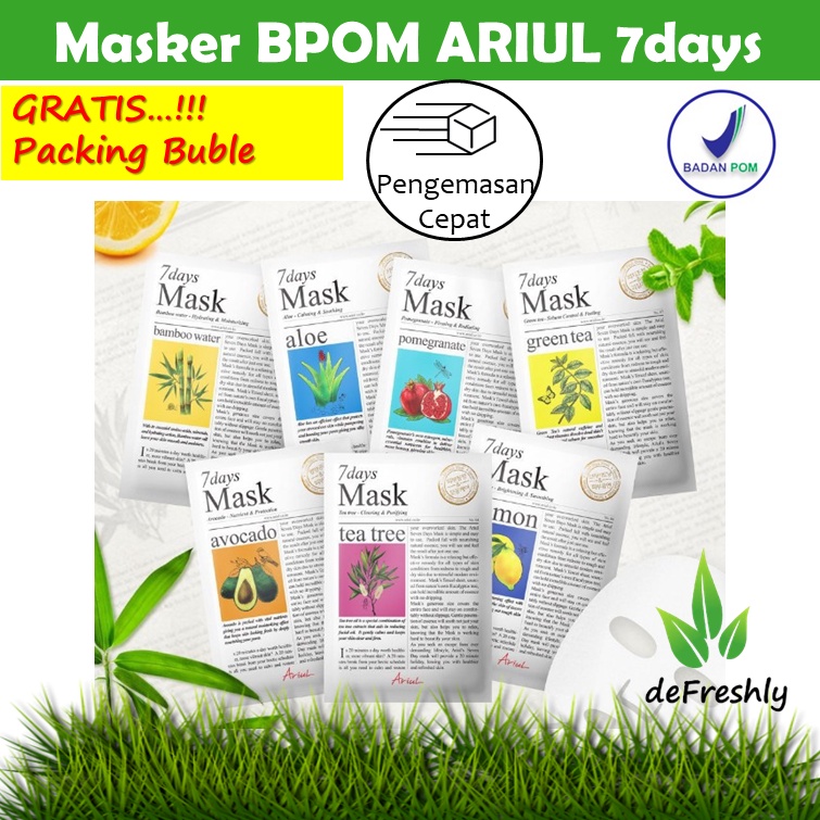 Jual [BPOM] ARIUL SHEET MASK Original MASKER SHEET 7DAYS - 20g | Shopee ...