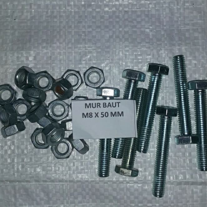 Jual Mur baut 8 x 50 / Bmp m8 x 50 galvanis / Bmp m8 x 50 murah | Shopee Indonesia