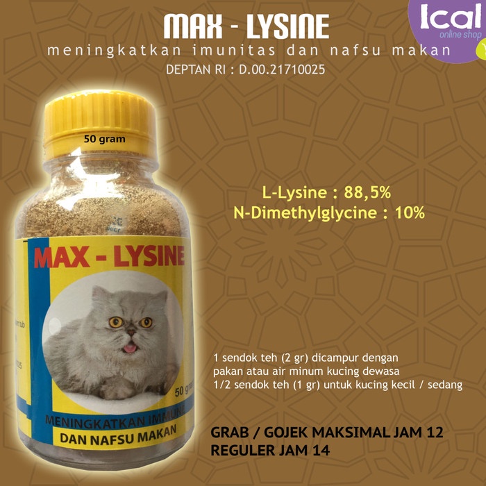 Jual Baru!! Max Lysine Vitamin Kucing Penambah Nafsu Makan Dan Daya ...