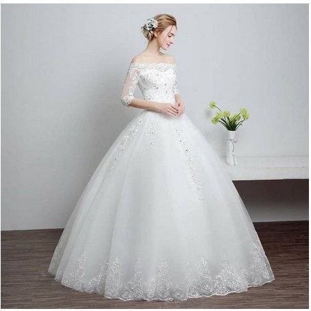 Jual baju pengantin pernikahan off bahu sweet candy putih dan warna ...