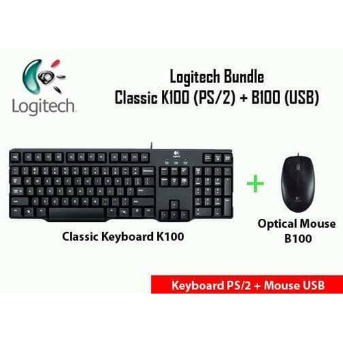 Jual Logitech Bundle K100+B100 / K120+B100 / K200+B100 Combo Keyboard ...