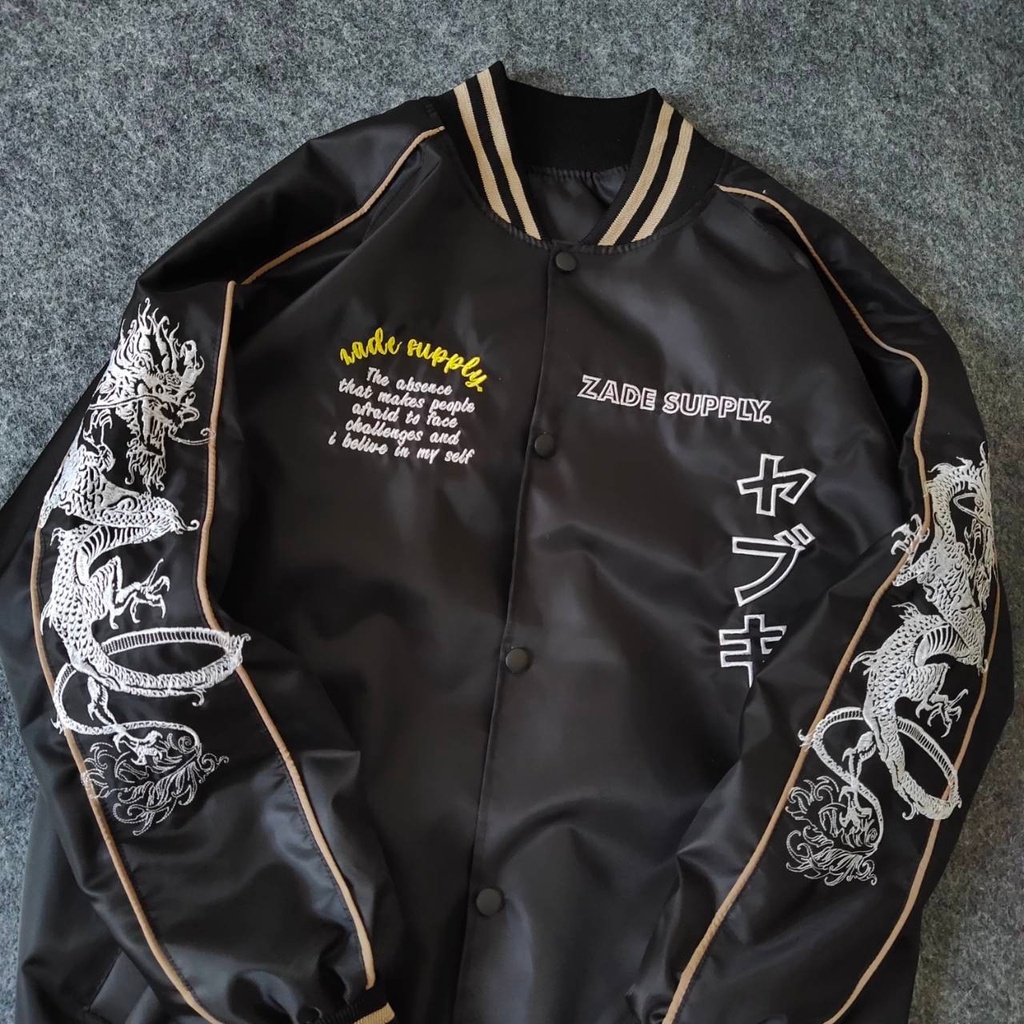 Jual Varsity Jacket HITAM SUKAJAN Jaket Varsity Pria Premium HITAM ...