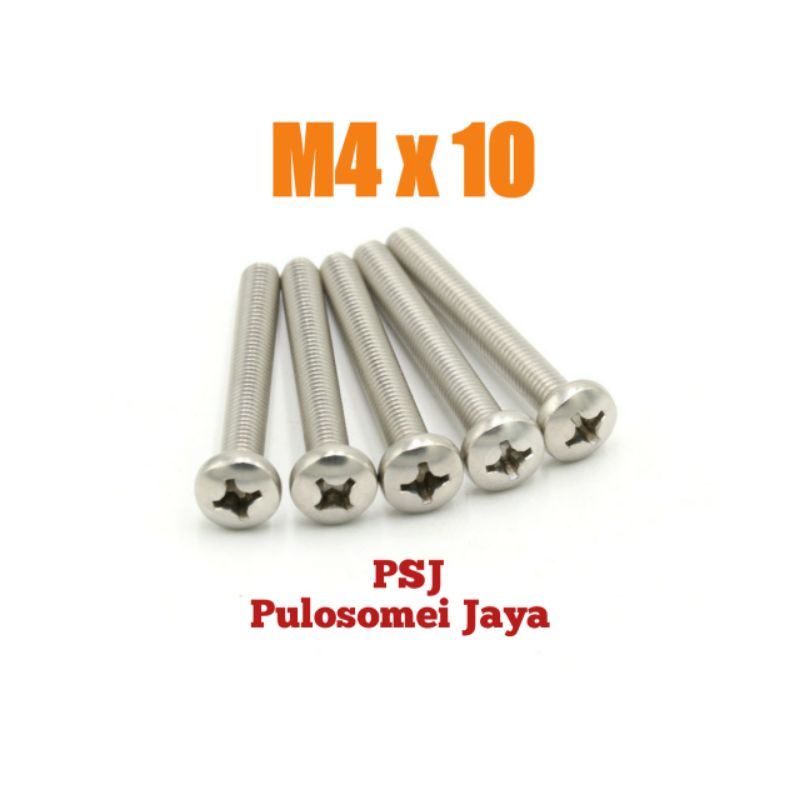 Jual SUS 304 Baut JP Stainless M4 x 10 / Machine Screw Stainless 304 | Shopee Indonesia