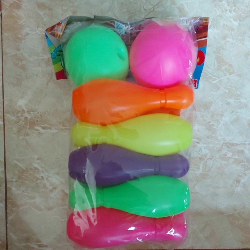Jual mainan anak bowling set 2 bola / mainan edukasi anak bola bowling ...