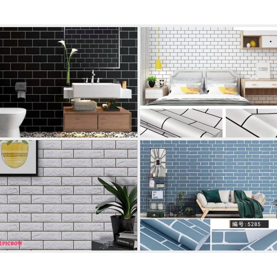 Jual wallpaper motif bata putih wallpaper sticker bata hitam wallpaper ...