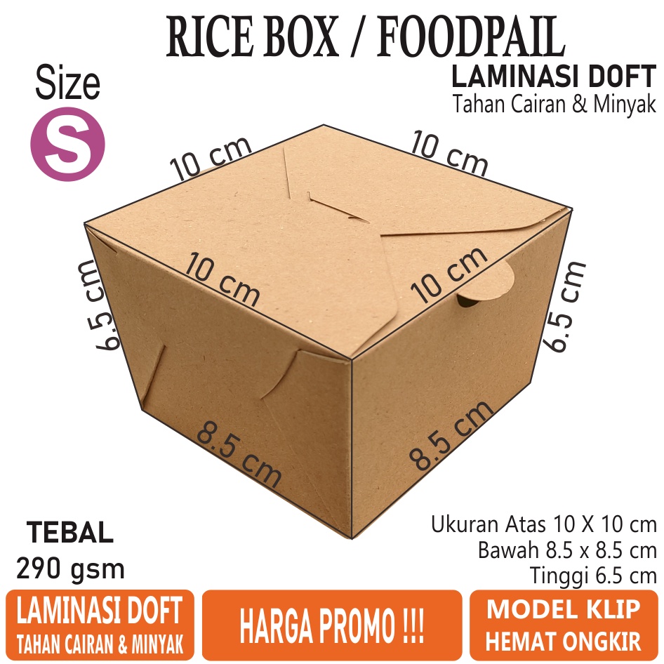 Jual Food Pail Paper Rice Box Size S Lunch Box Kertas Dus Makanan ...