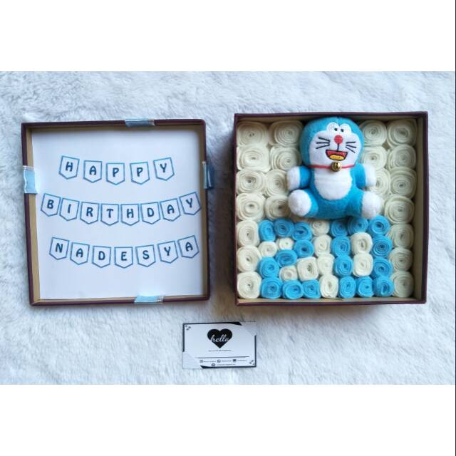 Jual Box Bunga Flanel / Flower Box Flanel / Doraemon Flower Box/ Box ...
