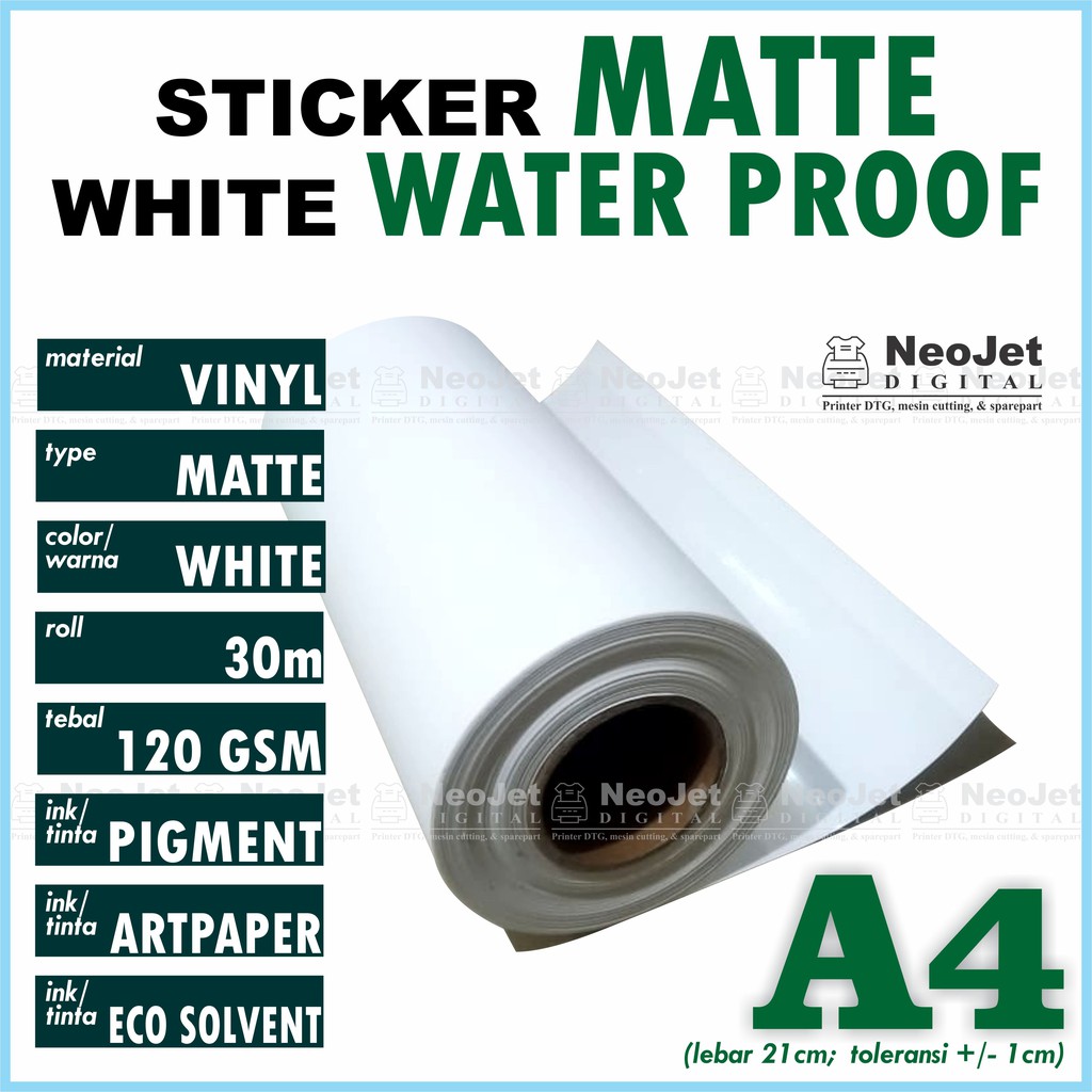 Jual Stiker Sticker Vinyl Matte Inkjet Waterproof Water Proof Doff Doft ...