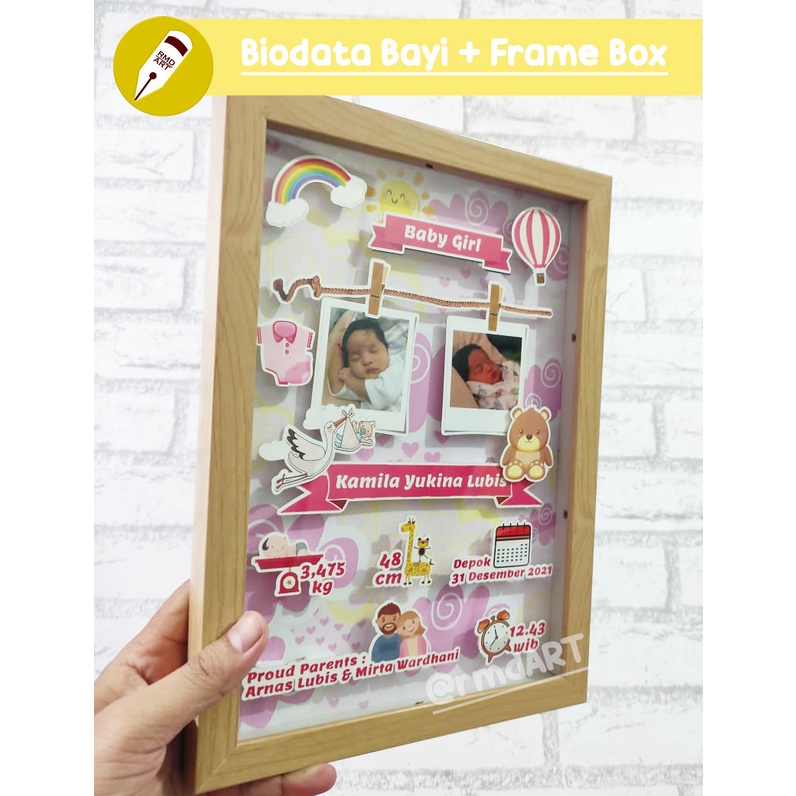 Jual Gift Custom Popup Frame/ scrapbook/ foto biodata bayi + bingkai 3D ...