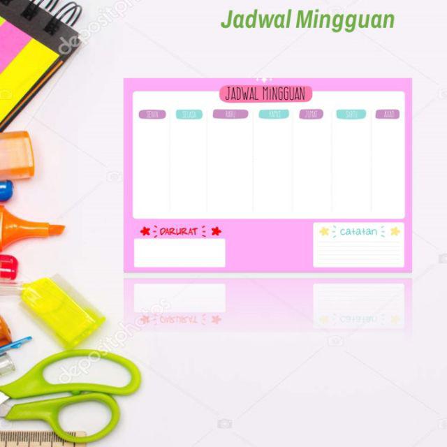 Jual Jadwal Harian /Planner / White Board / kertas Jadwal / perencanaan ...