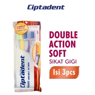 Jual CIPTADENT SIKAT GIGI ISI 3 CLASSIC DOUBLE ACTION REGULER SOFT ...