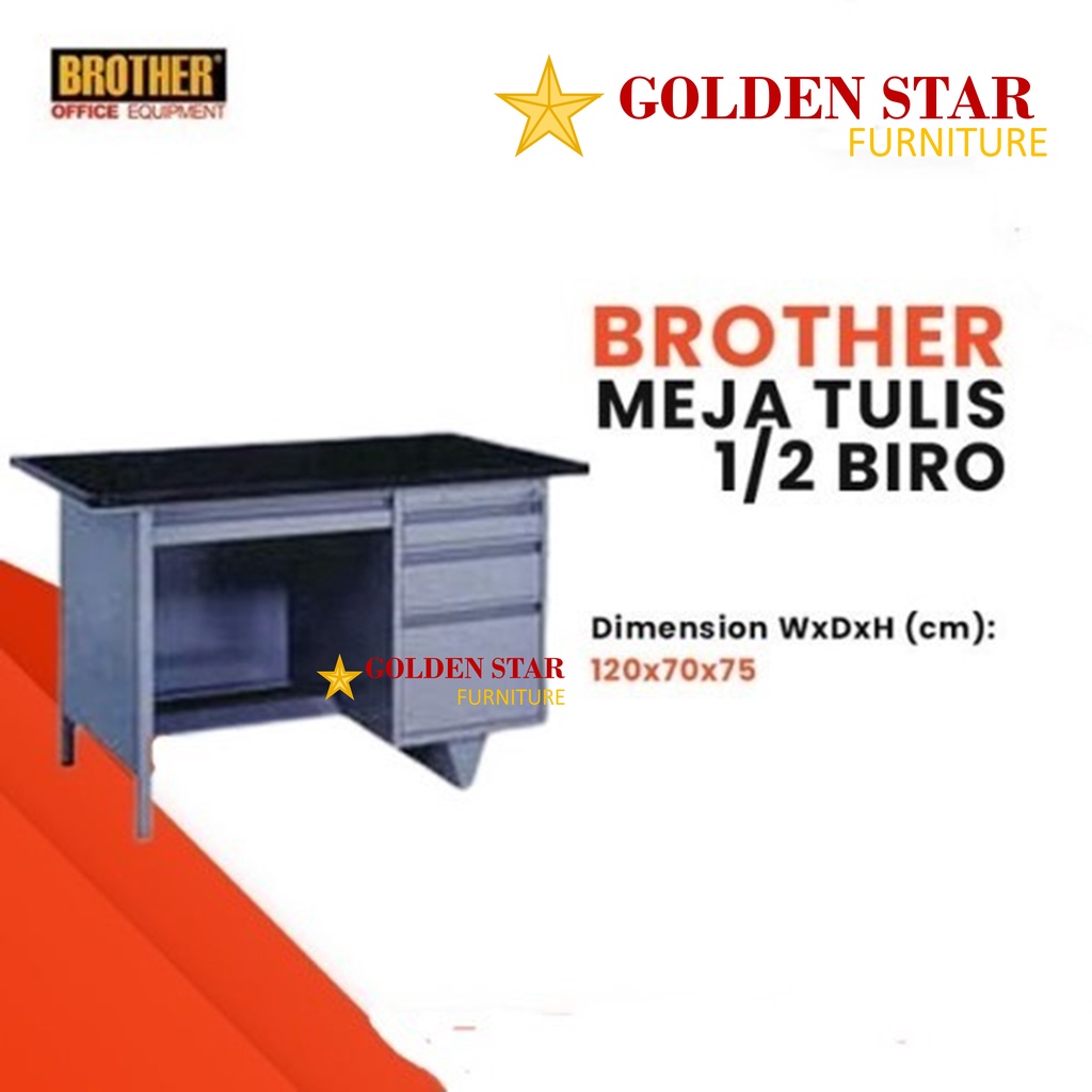 Jual Meja Tulis Meja Kantor Rangka Besi 1/2 Biro 120cm B 801 Brother ...