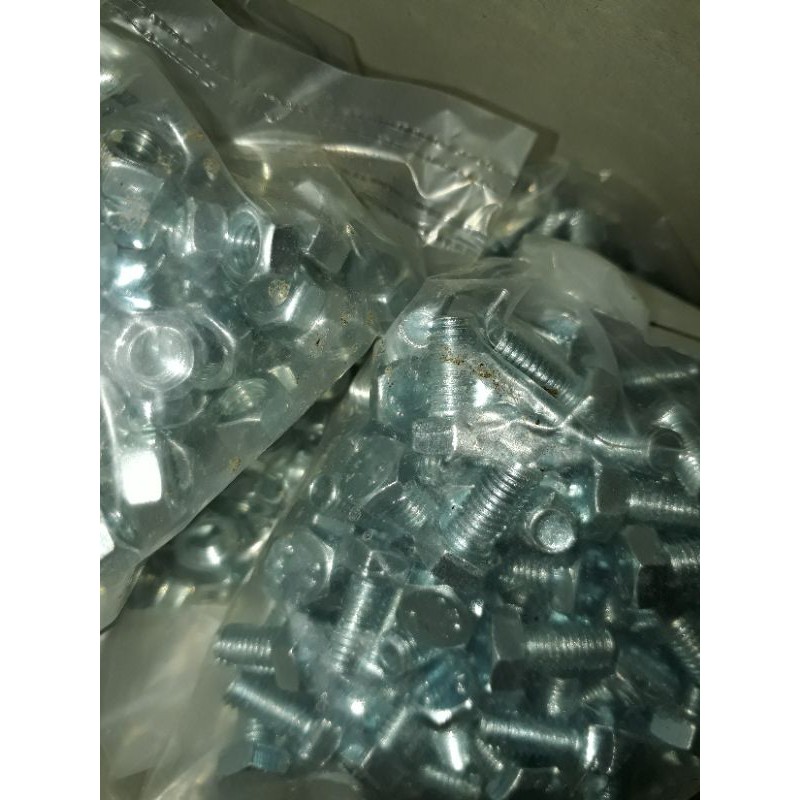 Jual Baut+Mur besi 5x10 /BN putih drat kasar/kunci 8 | Shopee Indonesia