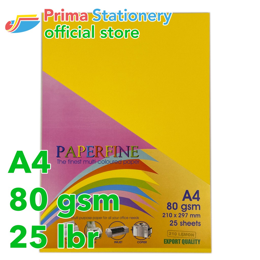 Jual Paperfine Kertas HVS Warna A4 Lemon Sinar Spectra IT 210 Isi 25 ...