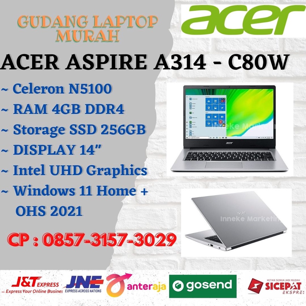 Jual Acer Aspire A314-35-C80W Celeron N5100 4GB 256GB SSD 14" WIN 11 ...