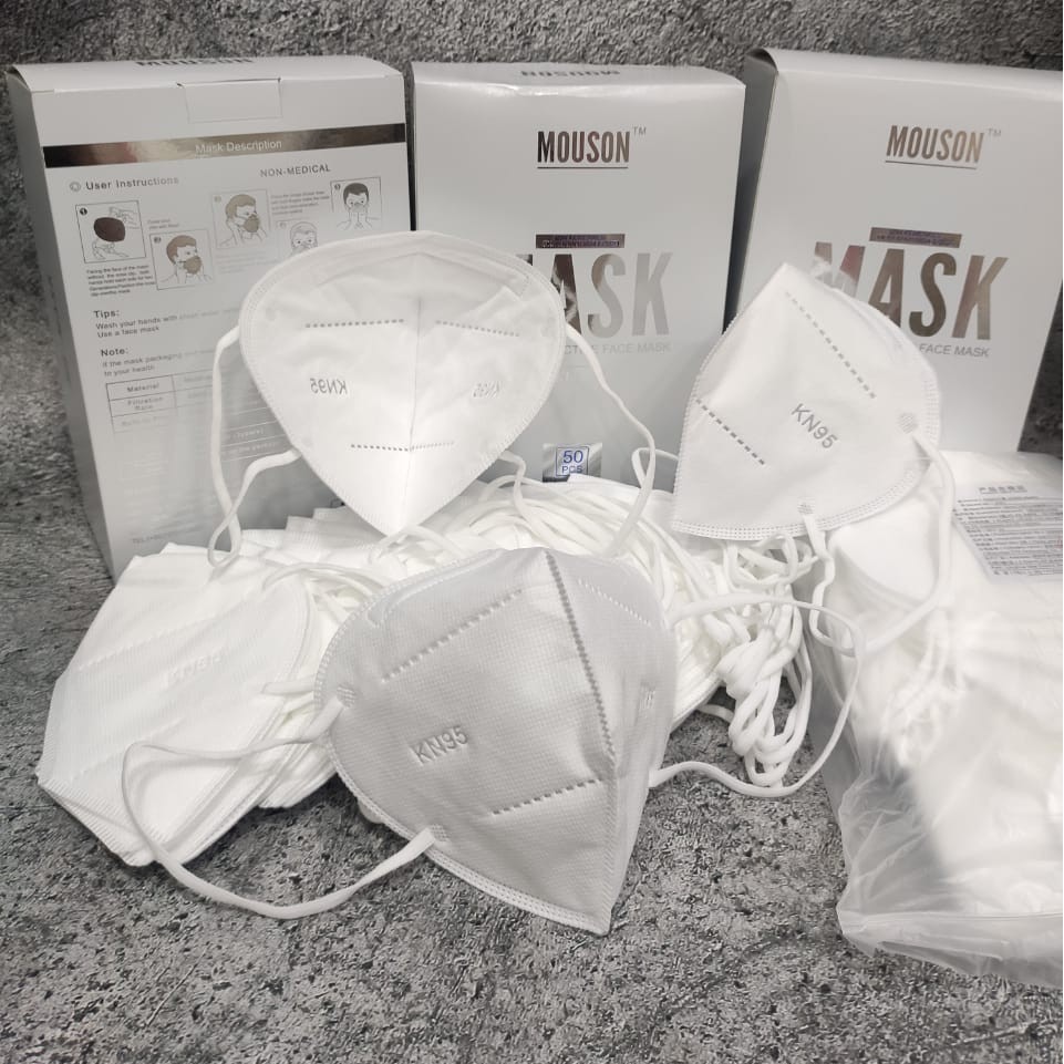 Jual MASKER KN95 MOUSON Emboss Putih 1 Box isi 50pcs | Shopee Indonesia