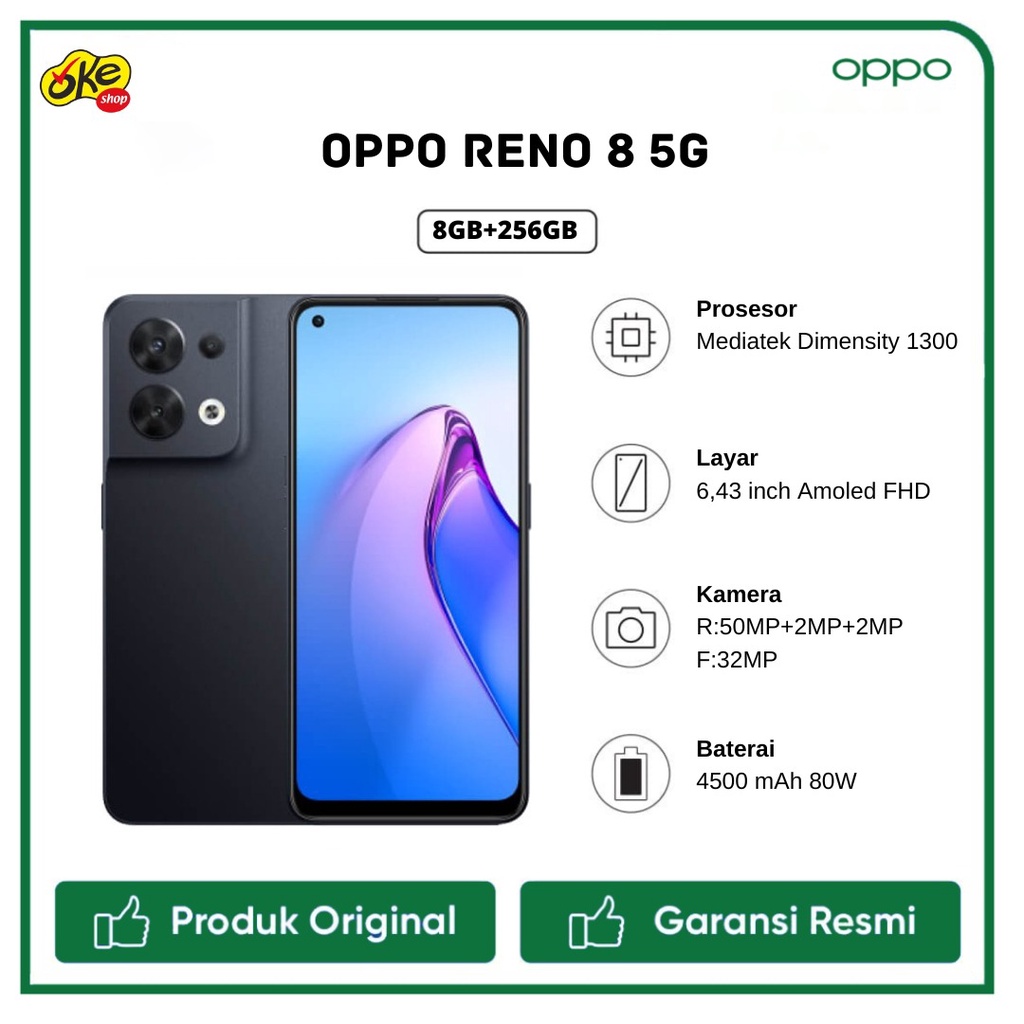 Jual Oppo Reno 8 5G Smartphone (8GB / 256GB) | Shopee Indonesia