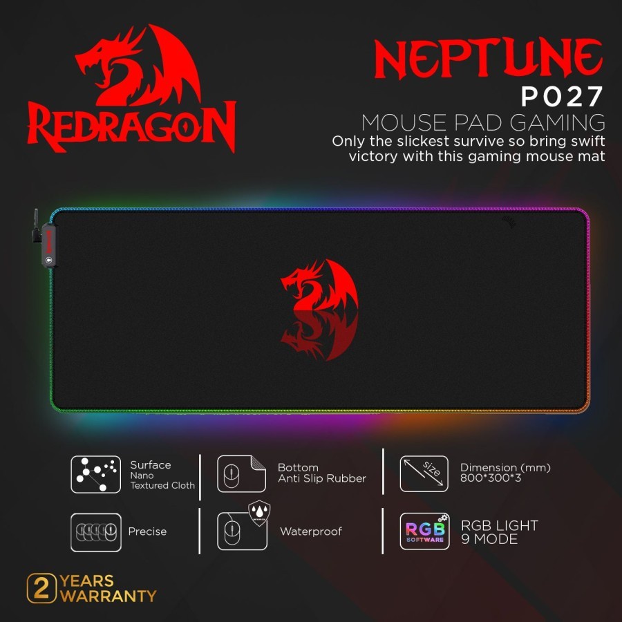 Jual Redragon Gaming Mousepad RGB NEPTUNE - P027 | Shopee Indonesia