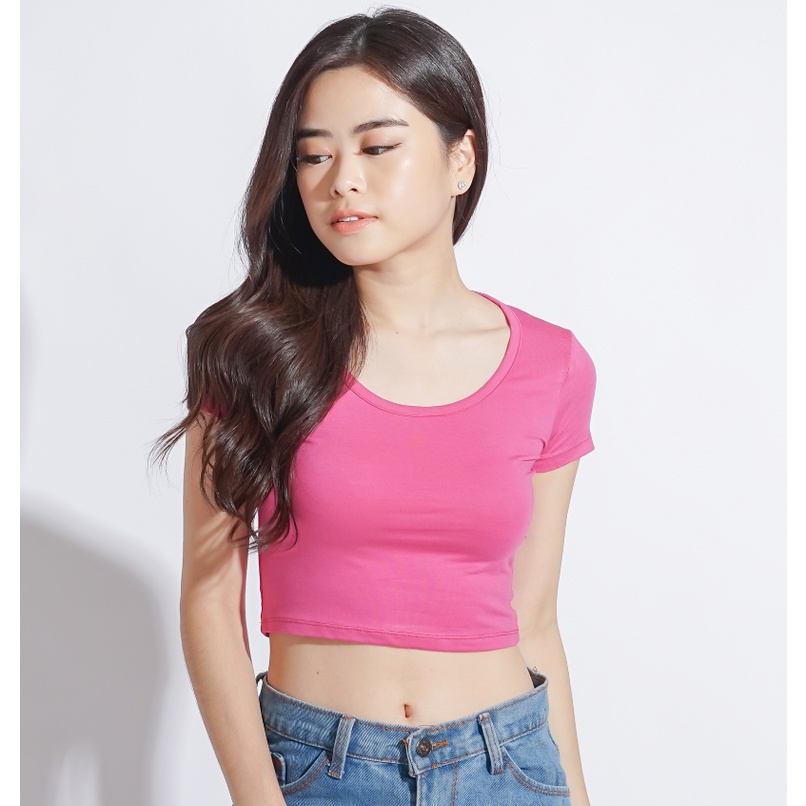 Jual Modavie Hana Korean Sexy Crop Top Kaos Crop Tee Baju Atasan