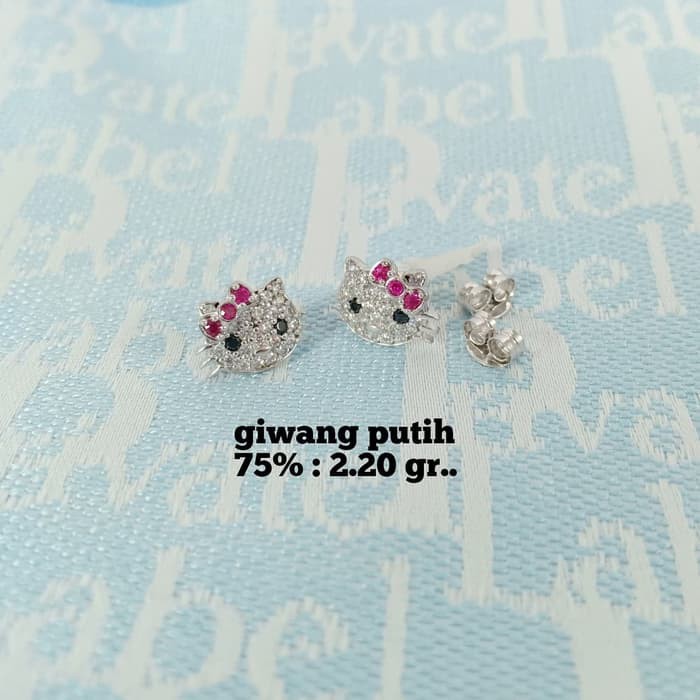 Jual Anting Hello Kity Emas / Mas Putih 75% Berat 2.200 Gram.. | Shopee ...
