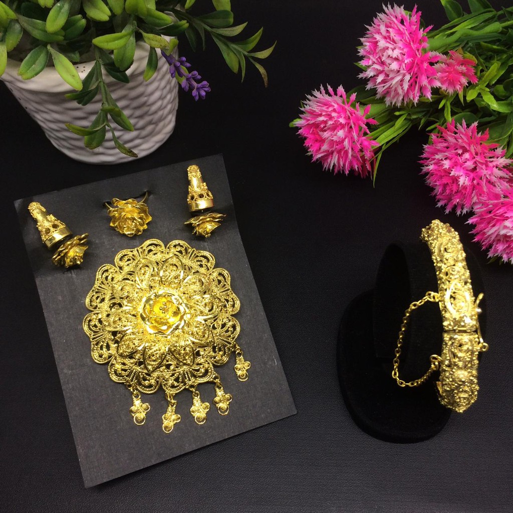 Jual Shandra Jewelry - Set Bros + Gelang Mandala Full Emas Kebaya Hijab Bali | Shopee Indonesia