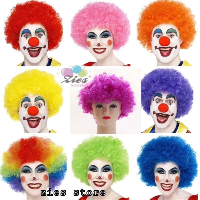 Jual rambut palsu kribo / wig badut / rambut badut | Shopee Indonesia