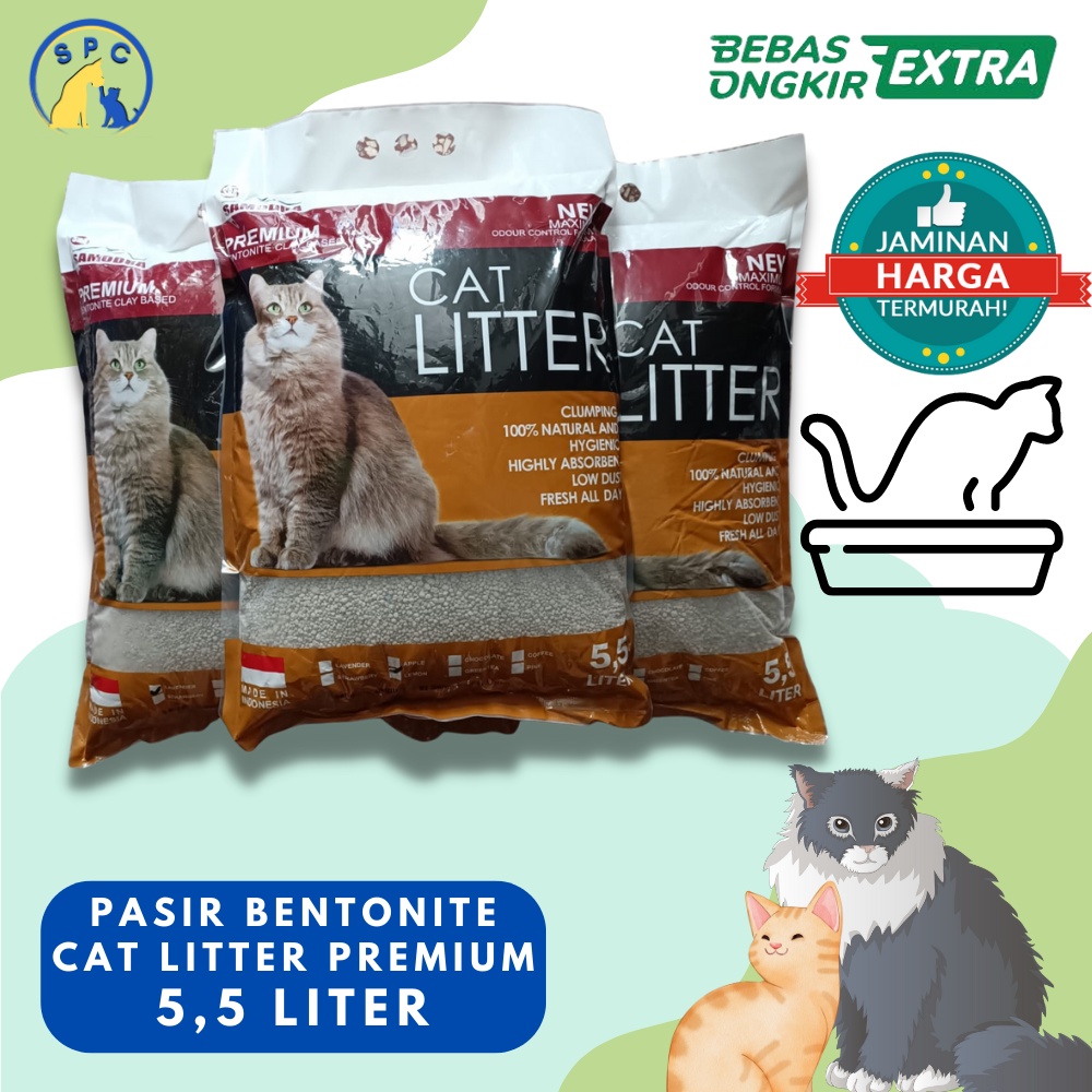 Jual Pasir Kucing 5,5L Bentonite Premium Clay Based Pasir Wangi Gumpal ...