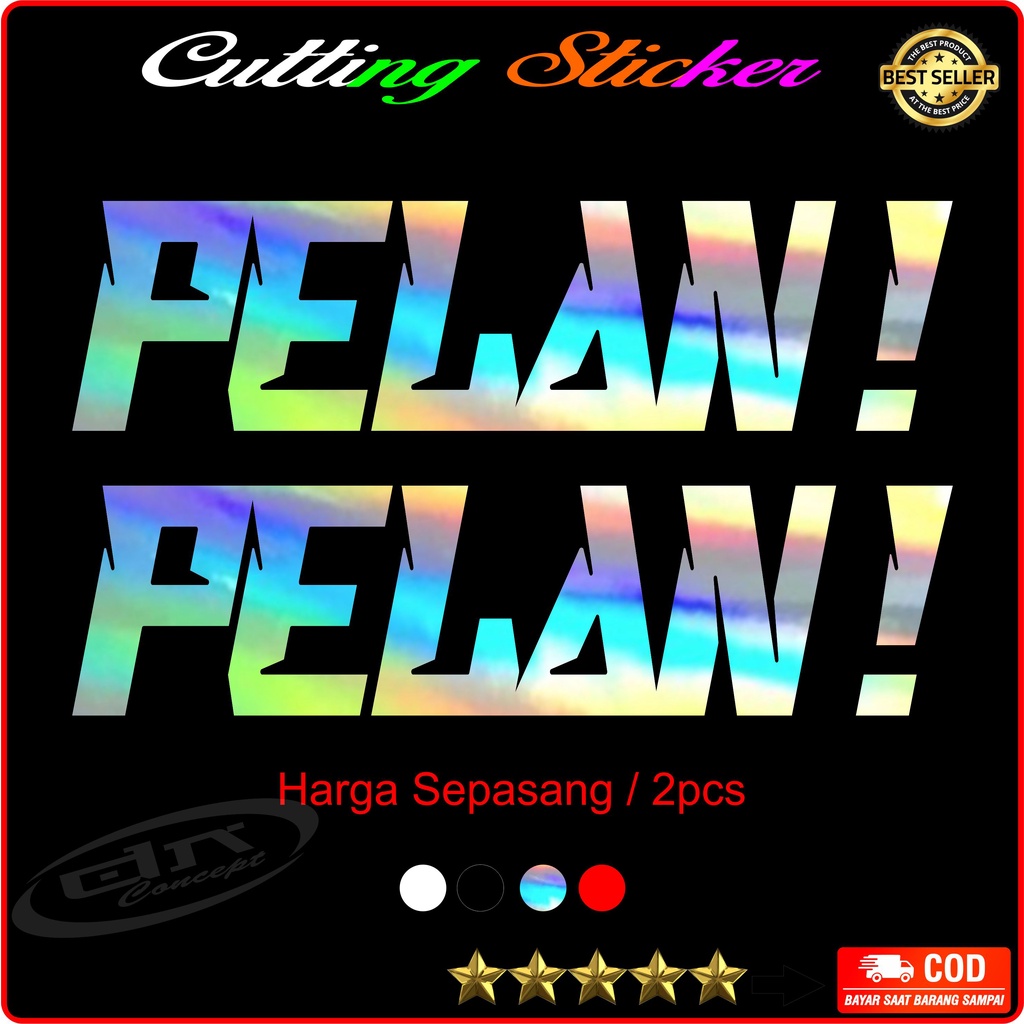 Jual Sticker Stiker PELAN Viral Logo Hologram Putih motor Matic Variasi ...