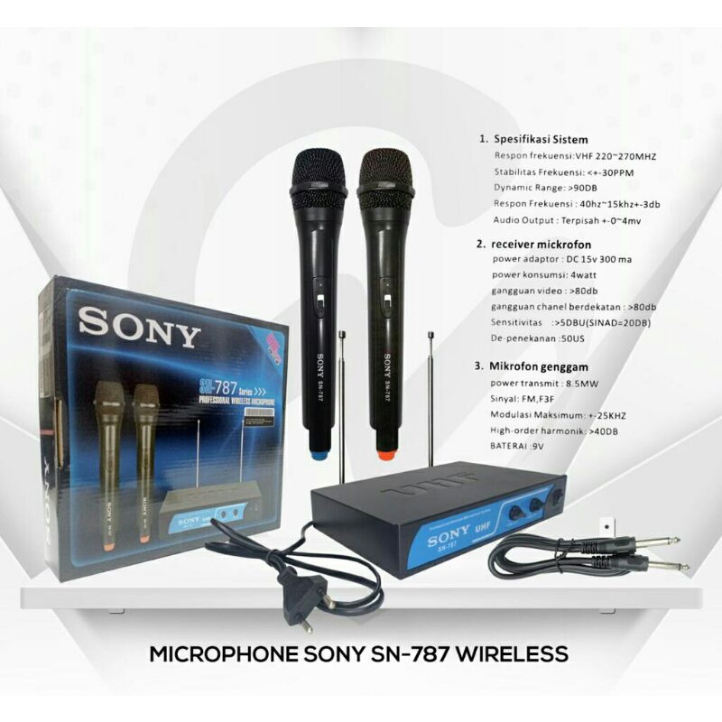Jual Sony SN-787 Microphone Double Wireless UHF Suara mantap - Hitam ...