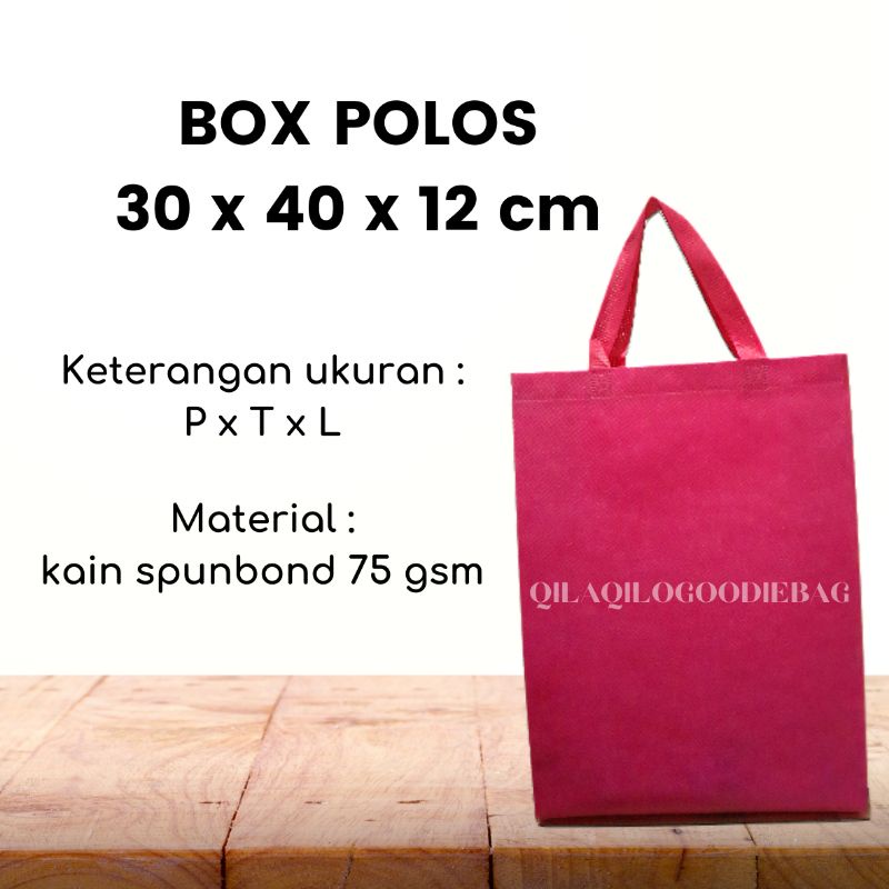 Jual TAS SPUNBOND BOX POLOS ukuran 30 x 40 x 12 cm (P x T x L) | Shopee ...