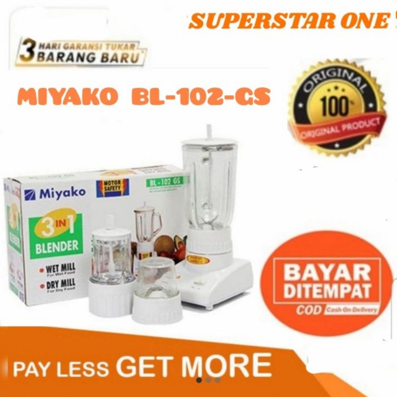 Jual Miyako Blender Kaca/Gelas BL-102GS-3in1 Garansi Resmi GS BL102 | Shopee Indonesia