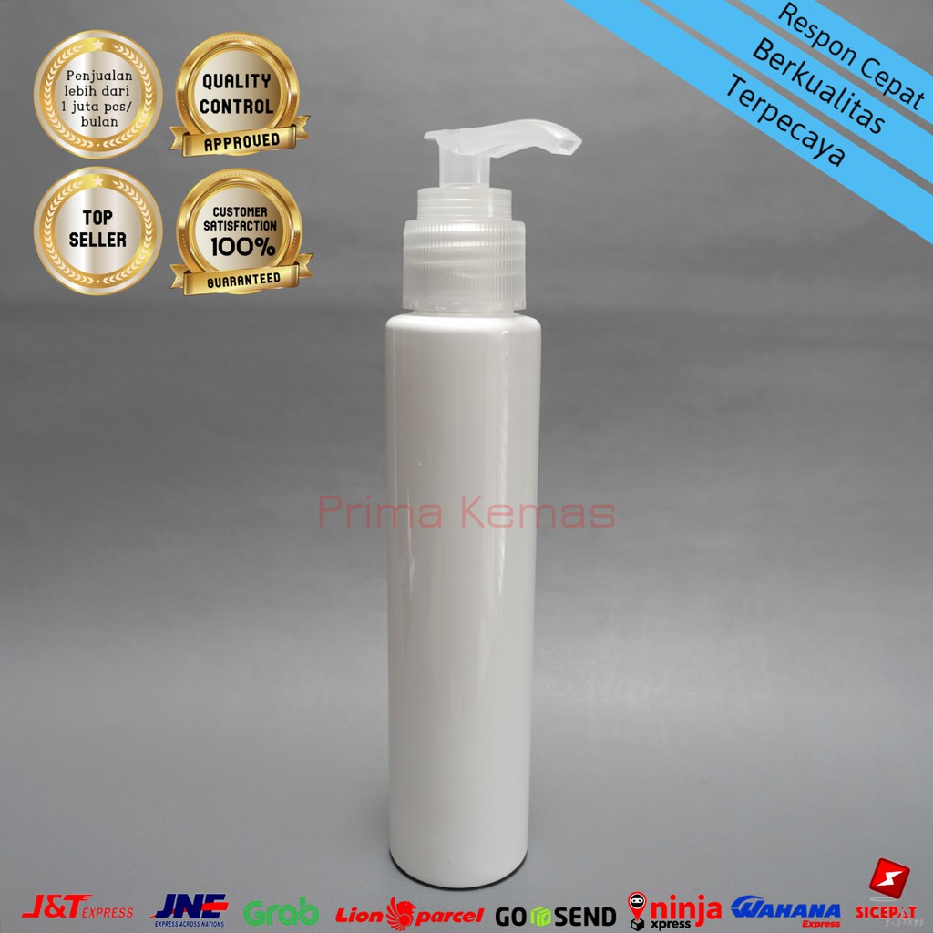 Jual Botol Pump Lotion 100 ml - botol kosmetik- botol skincare Pet Tub H 100 ml Putih | Shopee ...