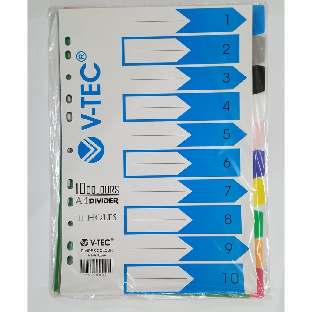 Jual V tec divider binder pembatas file loose leaf cardboard angka ...