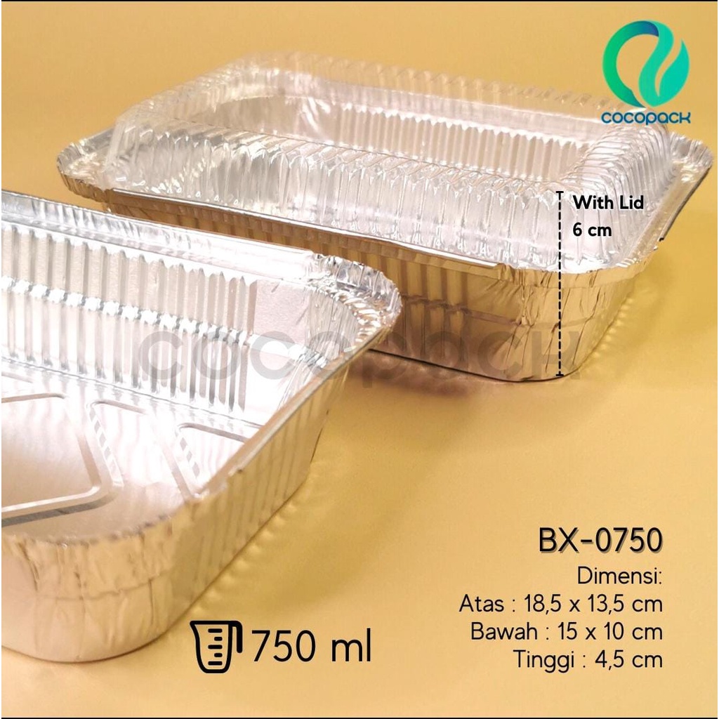 Jual (10 PCS) Aluminium Foil Tray Cup BX-0750 / P750 + TUTUP MIKA | Shopee Indonesia