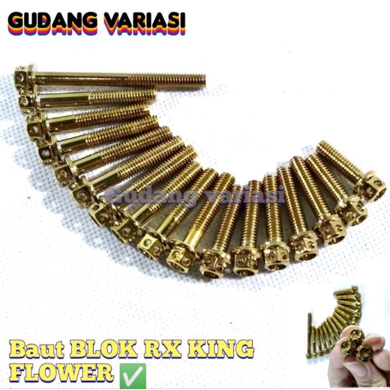 Jual Baut Probolt Blok Mesin Rx King kiri kanan 1 set Gold Baut Probolt Blok Bak Mesin Rx king ...