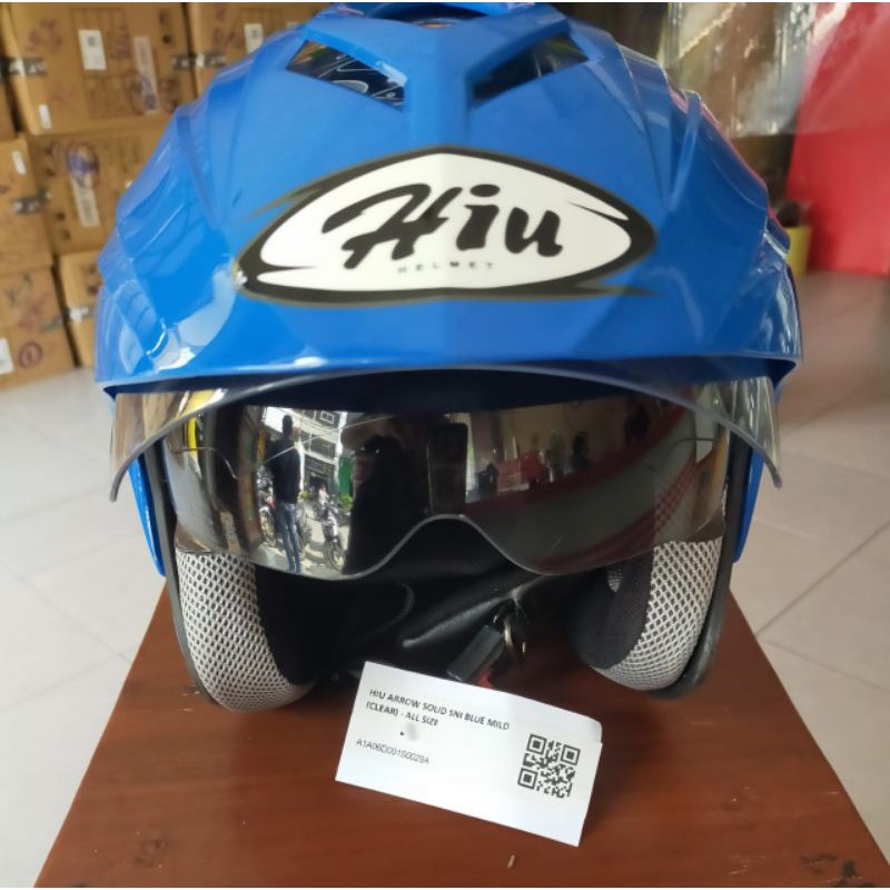 Jual Helm Hiu Arrow Halfface Double Visor BLUE MILD | Shopee Indonesia