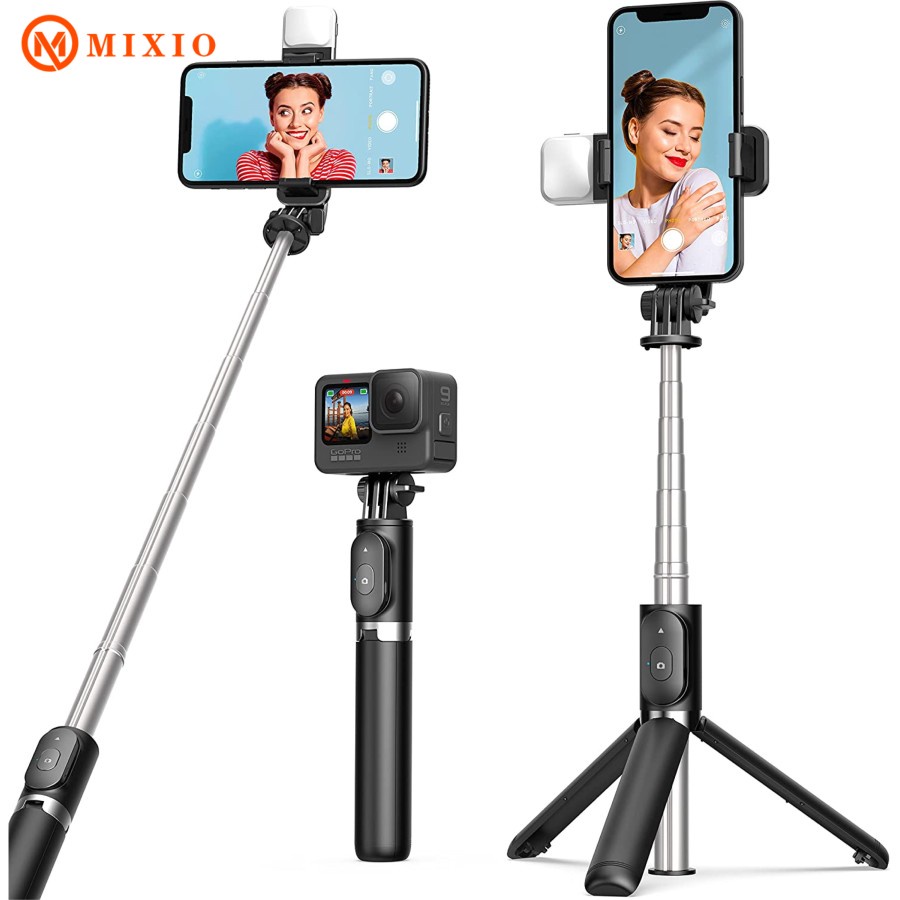 Jual Mixio Selfie Stick Q07 Tripod With Led Fill Light Phone Tripod