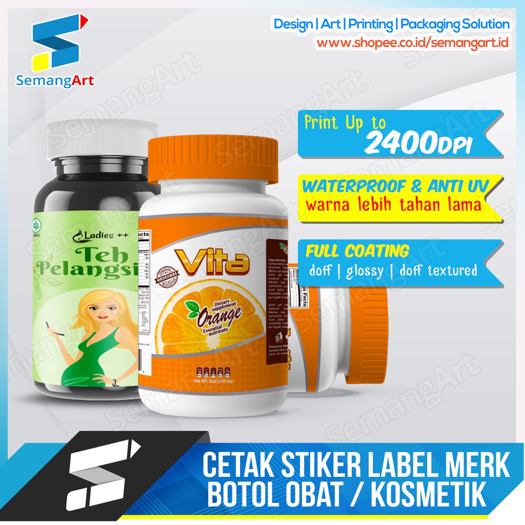 Jual Stiker Sticker Label Kemasan Botol Obat Herbal / Jar Kosmetik Anti ...