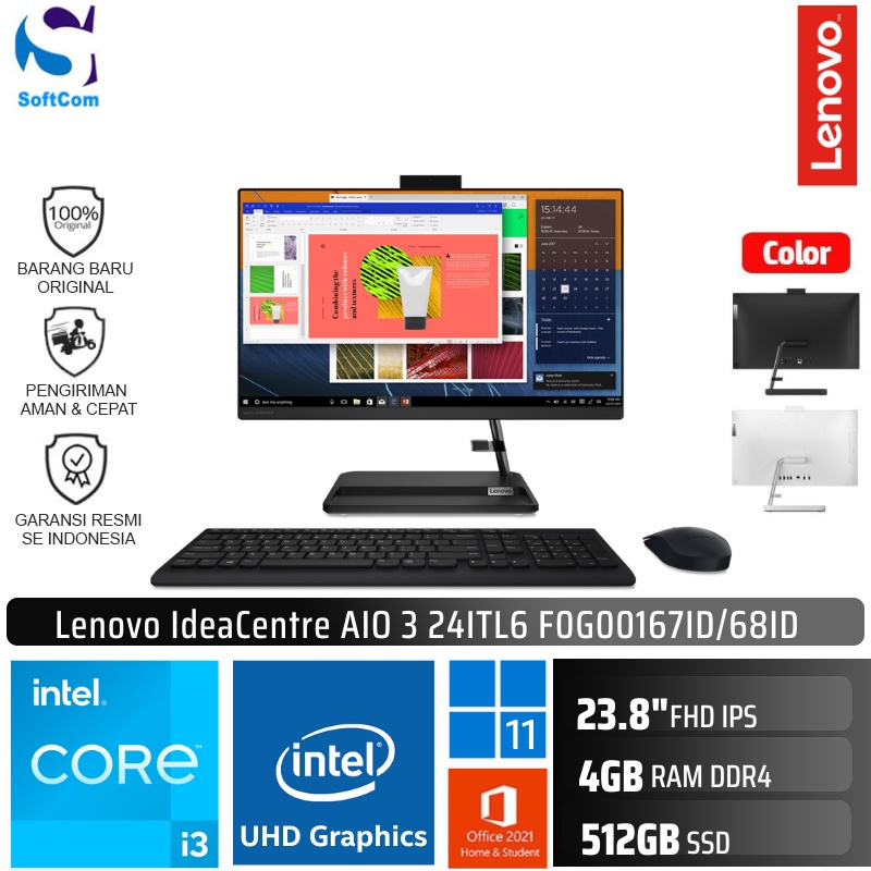 Jual LENOVO IC AIO 3 67ID 68ID Core i3 1115G4/4GB/512GB SSD/23.8"/W11 ...
