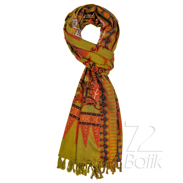 Jual SYAL BATIK SCARFT PREMIUM MOTIF KHAYANGAN WARNA HIJAU LEMON 725088 ...